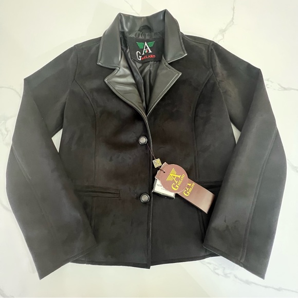 Jackets & Coats | Nwt G A Milano Black Suede Faux Leather Trim Jacket ...